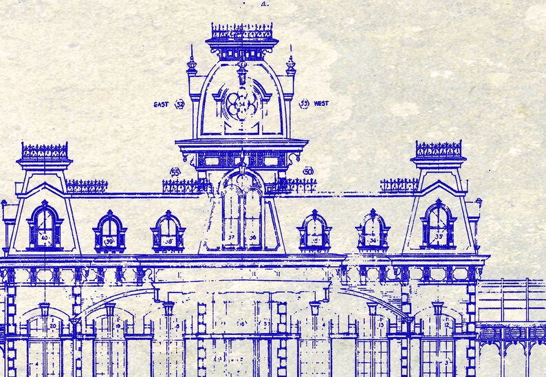 Disney World Train Station Blueprint Disney Disneyland | Etsy