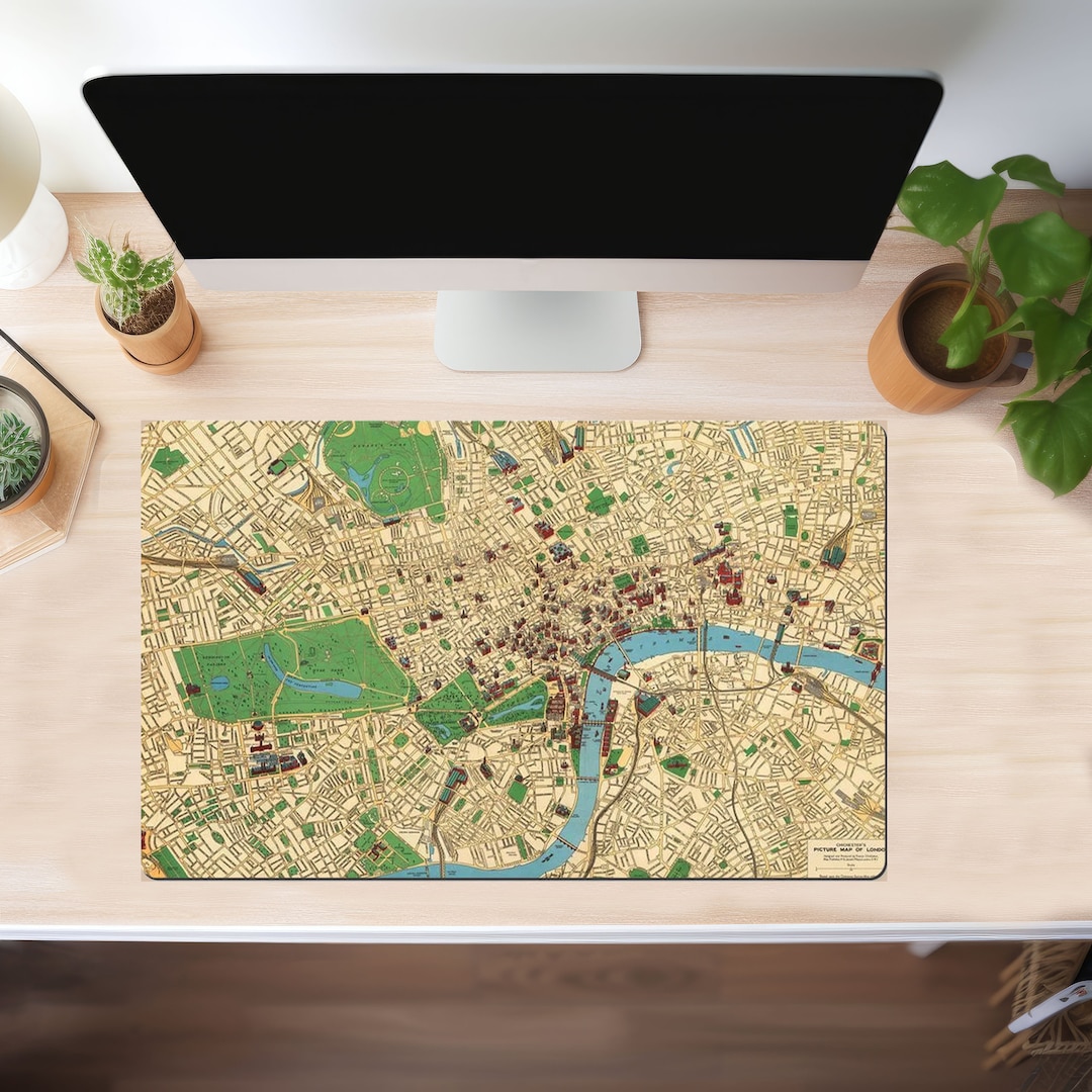 London - Desk Mat - Map - Vintage - Desk Pad - Etsy