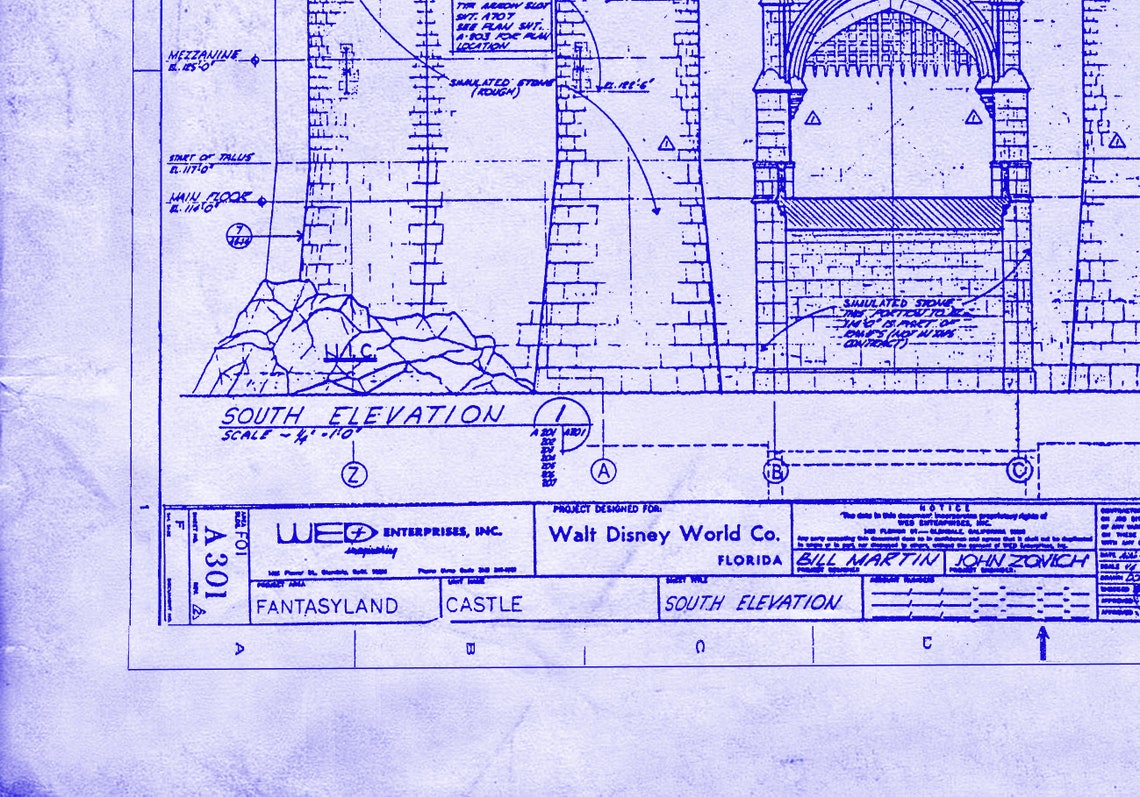 Disney World Castle Blueprint Disney Cinderella - Etsy