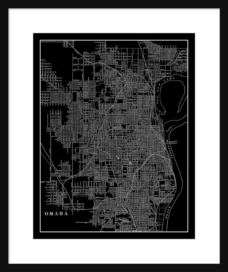 Omaha Map Street Map Vintage Poster Print Black - Etsy