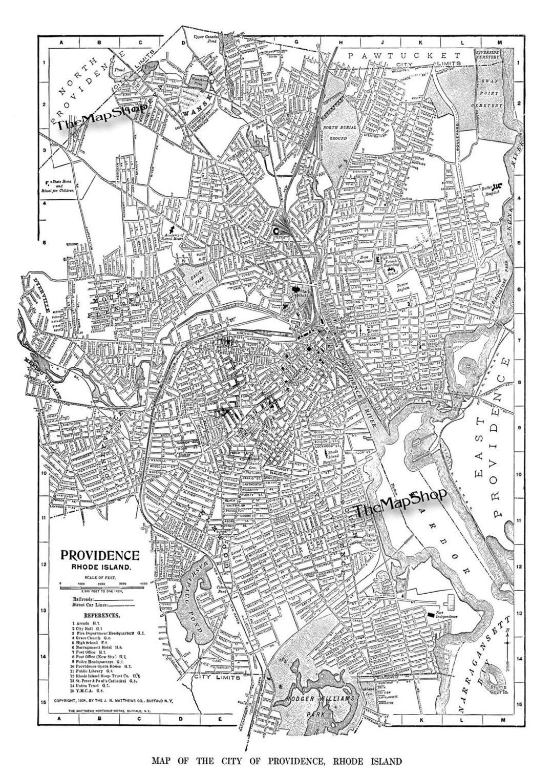 Providence Rhode Island - Street Map - Vintage - Etsy