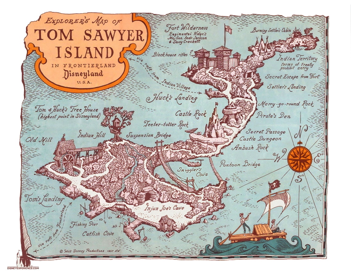 Tom Sawyer Island Map Disneyland Map Disney Map - Etsy