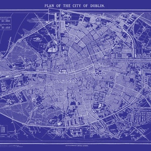 1870 Vintage Map of Dublin Ireland Print Poster Blueprint - Etsy