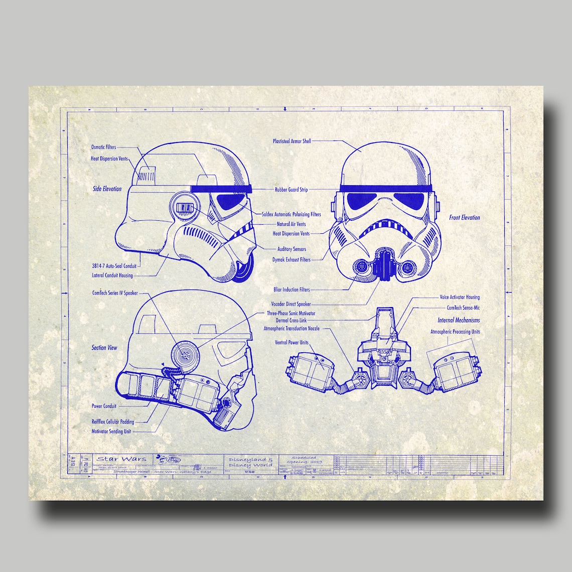 Star Wars Helmet Darth Vader Blueprint Disney World - Etsy