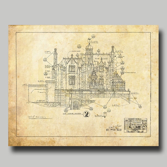 Disney World Haunted Mansion Blueprint Disney | Etsy