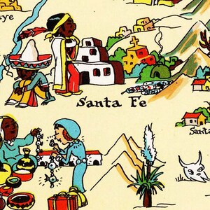 New Mexico - Map - Vintage - Print - Poster - Cartoon - Panoramic ...