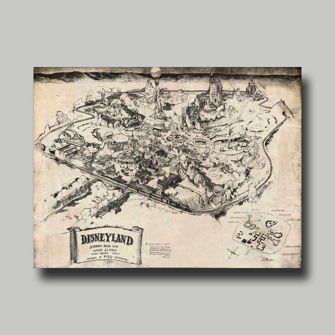 Disneyland Map - Disney Map - Concept Map - Panoramic - Birds Eye View ...