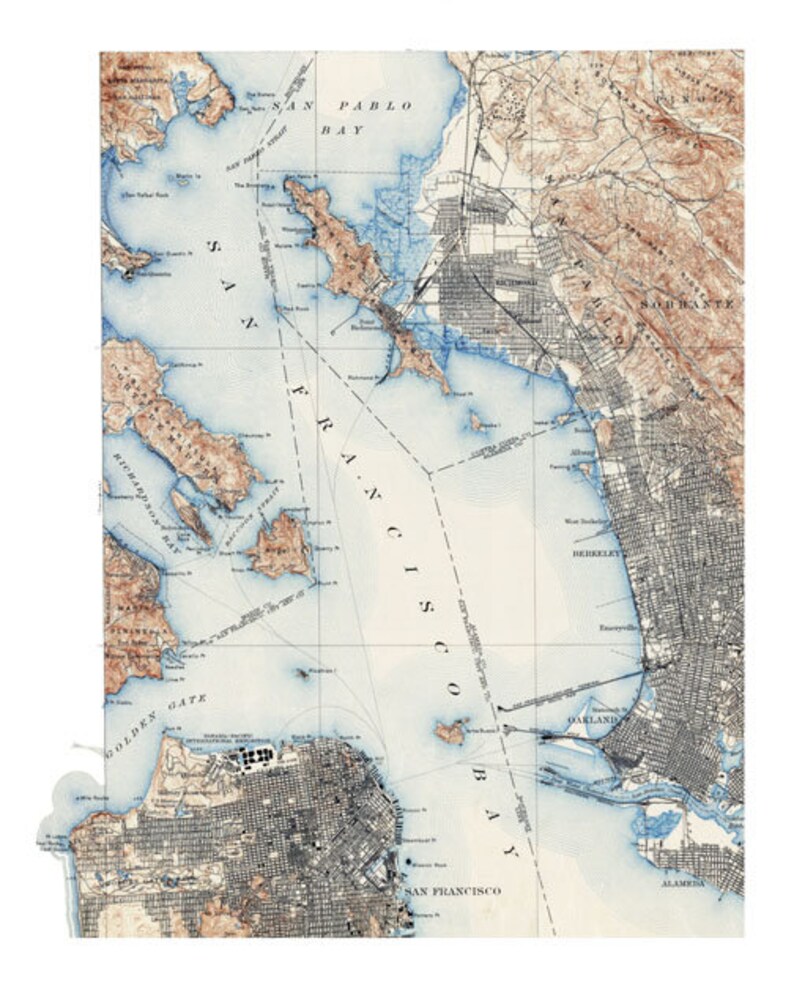 San Francisco Map Bay Area Map Art Print Poster - Etsy