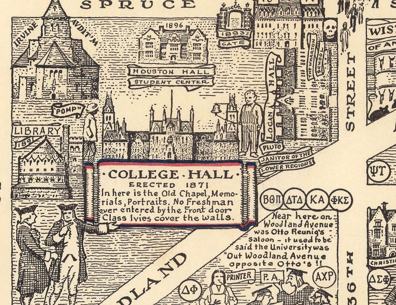 University of Pennsylvania Map Vintage Print Poster - Etsy