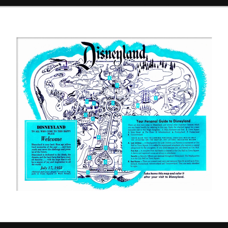 Disneyland Map 1955 - Etsy