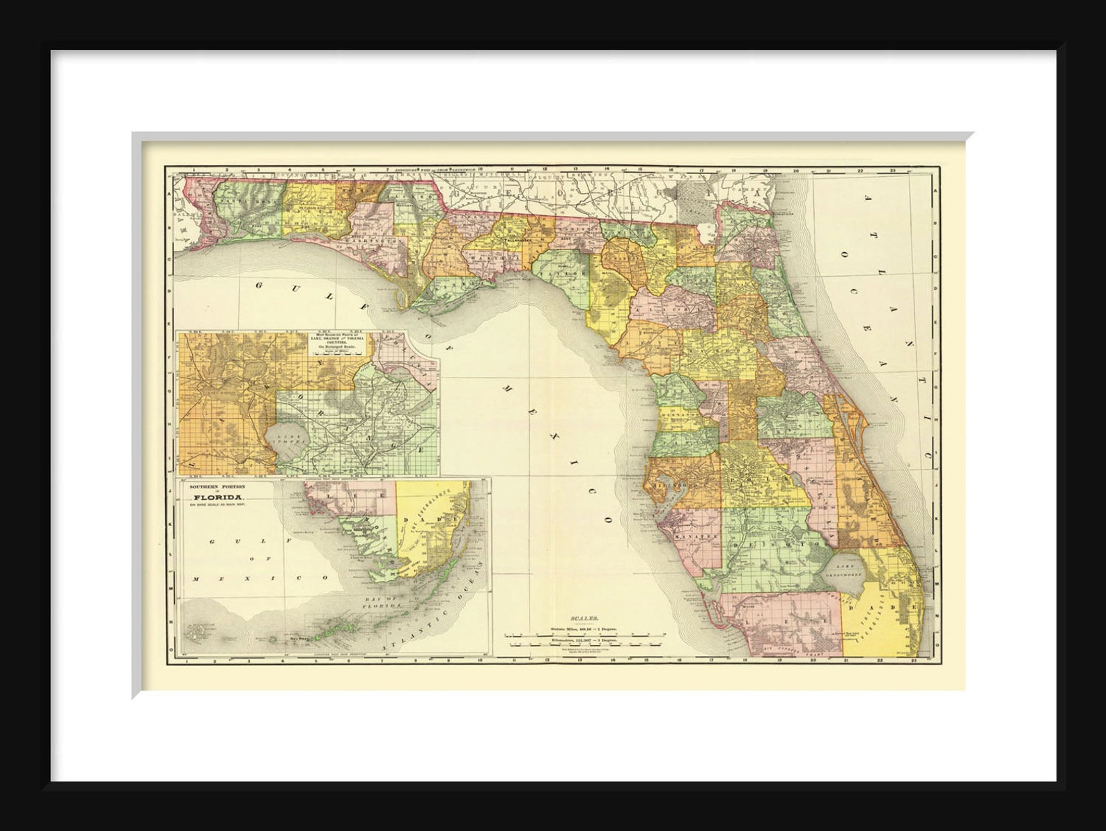 Vintage Map of Florida Vintage Print Poster - Etsy