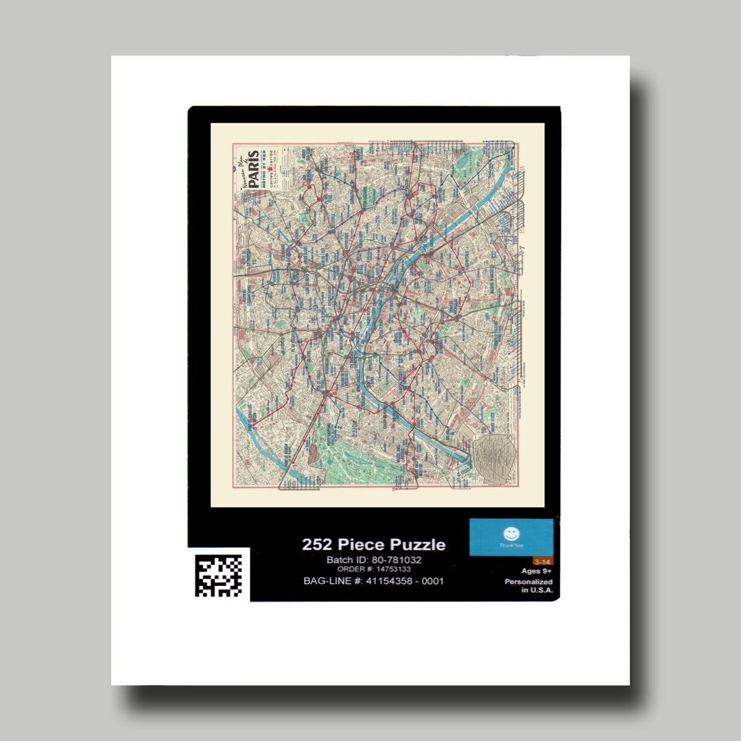 Paris - Puzzles - Map - Metro Map - France - Etsy