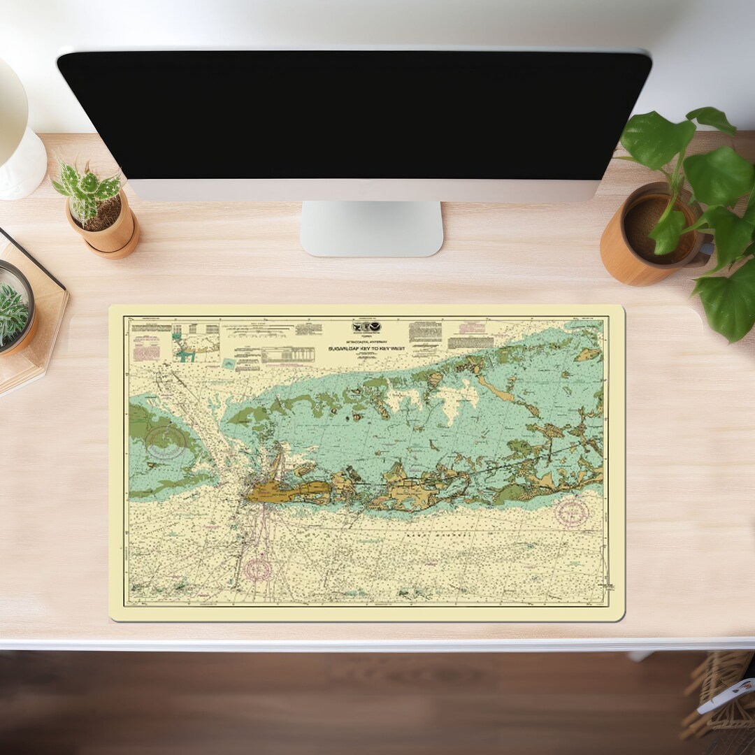 Key West Nautical Map Desk Mat Desk Pad Florida - Etsy
