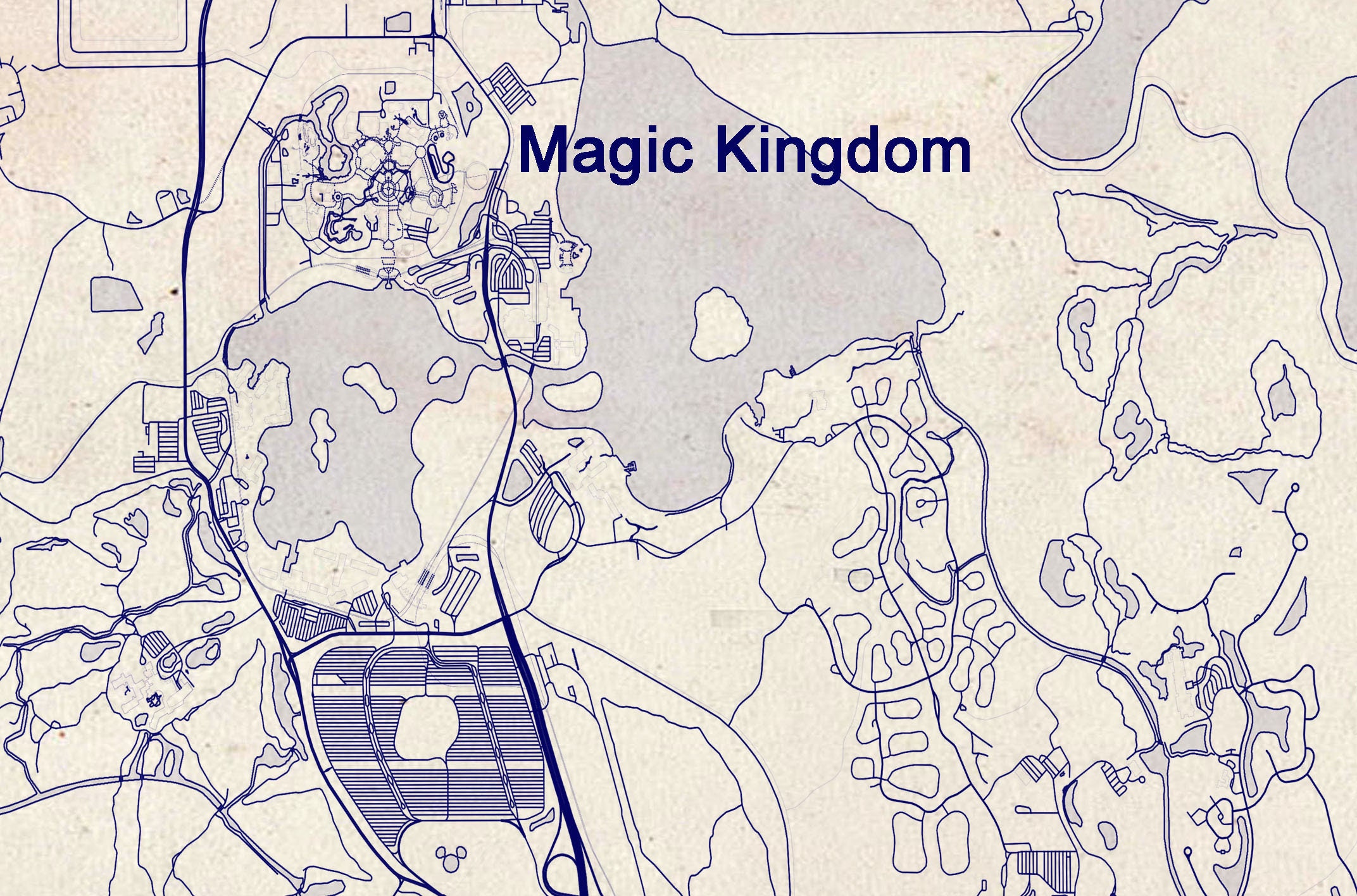 Disney World Map Vintage Disney Map Blueprint | Etsy