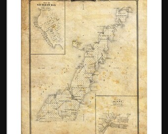 Door County Wisconsin Map Print Poster Sturgeon Bay Grunge | Etsy