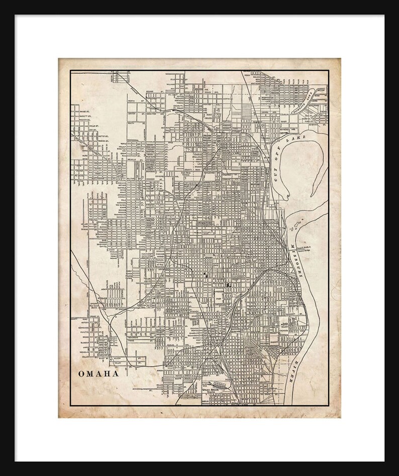 Omaha Map Street Map Vintage Poster Print Grunge - Etsy