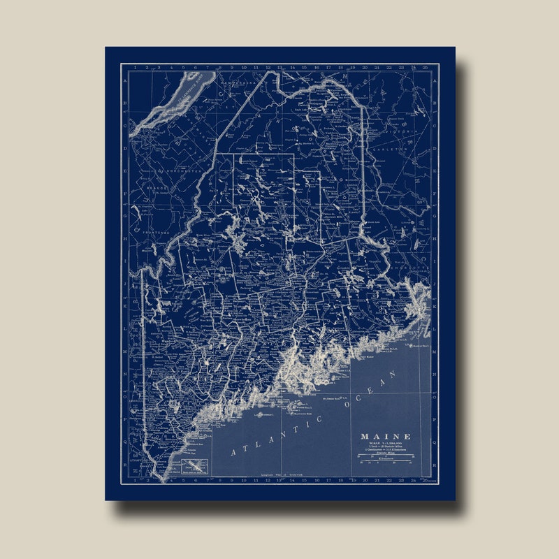Maine Map Art - Etsy