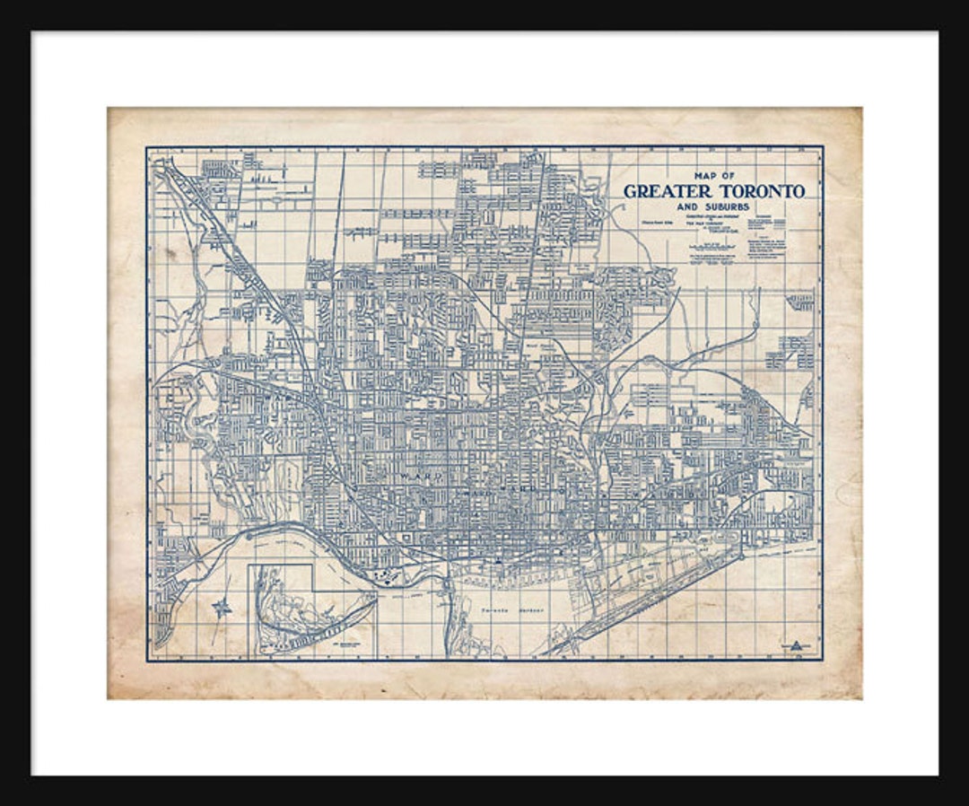 Toronto Canada Map Street Vintage Blueprint Print Poster - Etsy