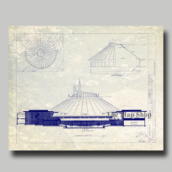Space Mountain Disneyland Disney World Blueprint | Etsy