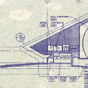 Disney World - Epcot - Blueprint - Vintage - Gray - Blue Ink - Print ...