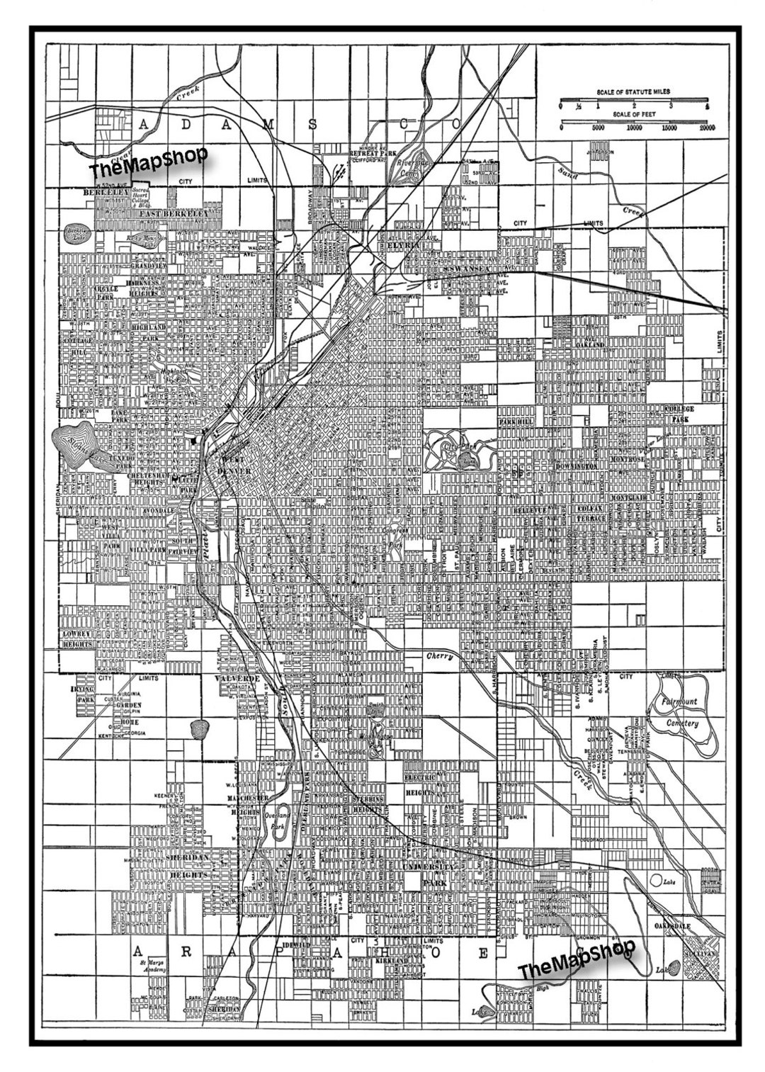 1944 Denver Street Map Vintage 11x14 Print Poster - Etsy