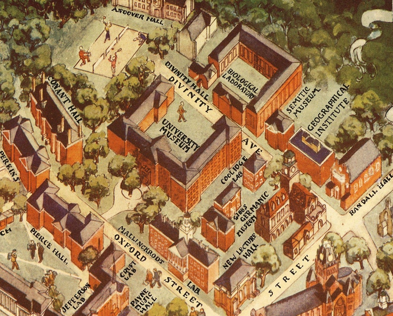 Harvard University Radcliffe College Map Vintage Print | Etsy