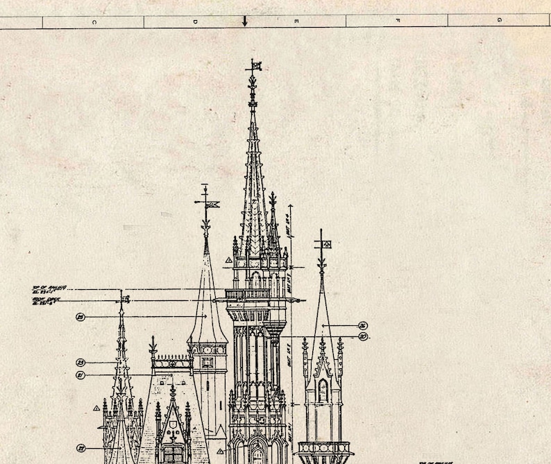 Disney World Castle Blueprint Disney Cinderella - Etsy