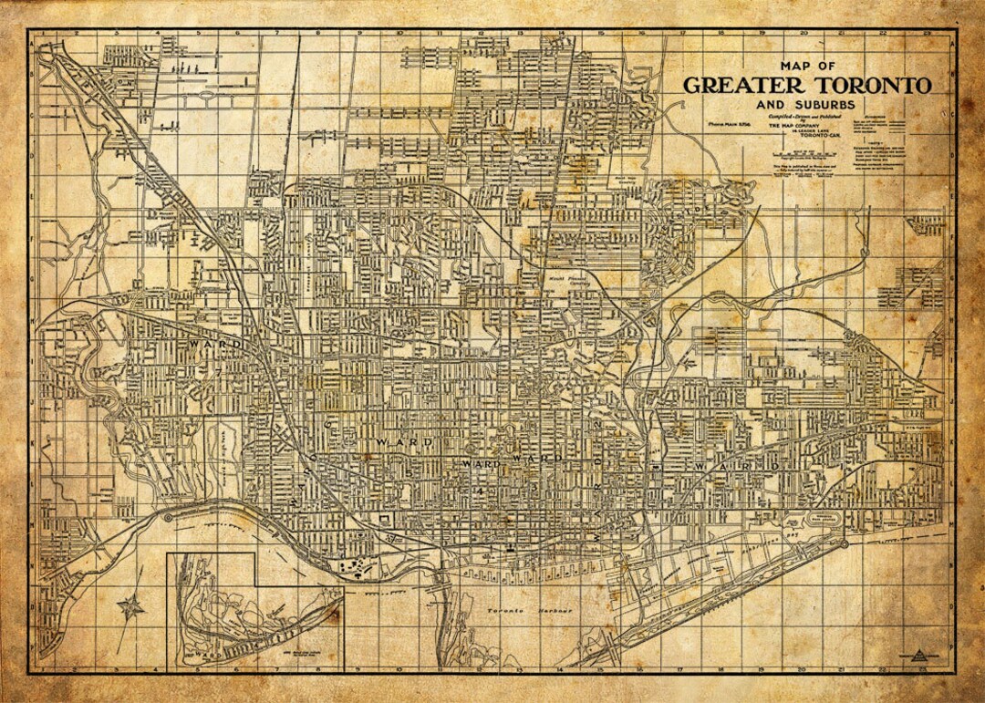 Toronto Map Street Map Grunge Print Poster - Etsy
