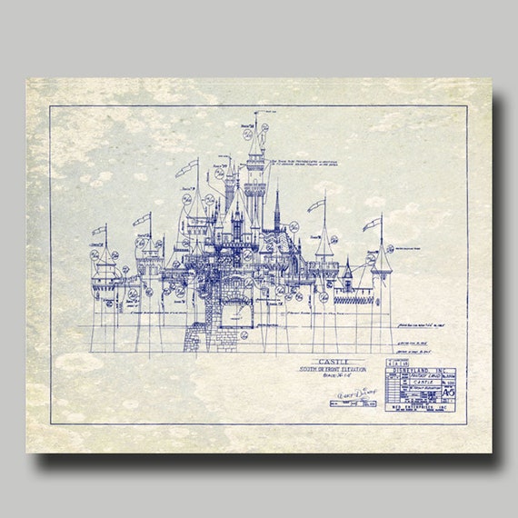 Cinderella Castle Blueprint Poster