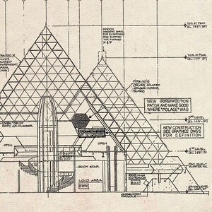 Disney World - Epcot - Blueprint - Vintage - Grunge - Black Ink - Print ...