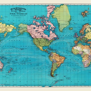 World Map - World Travel Mapprint Poster - - Etsy