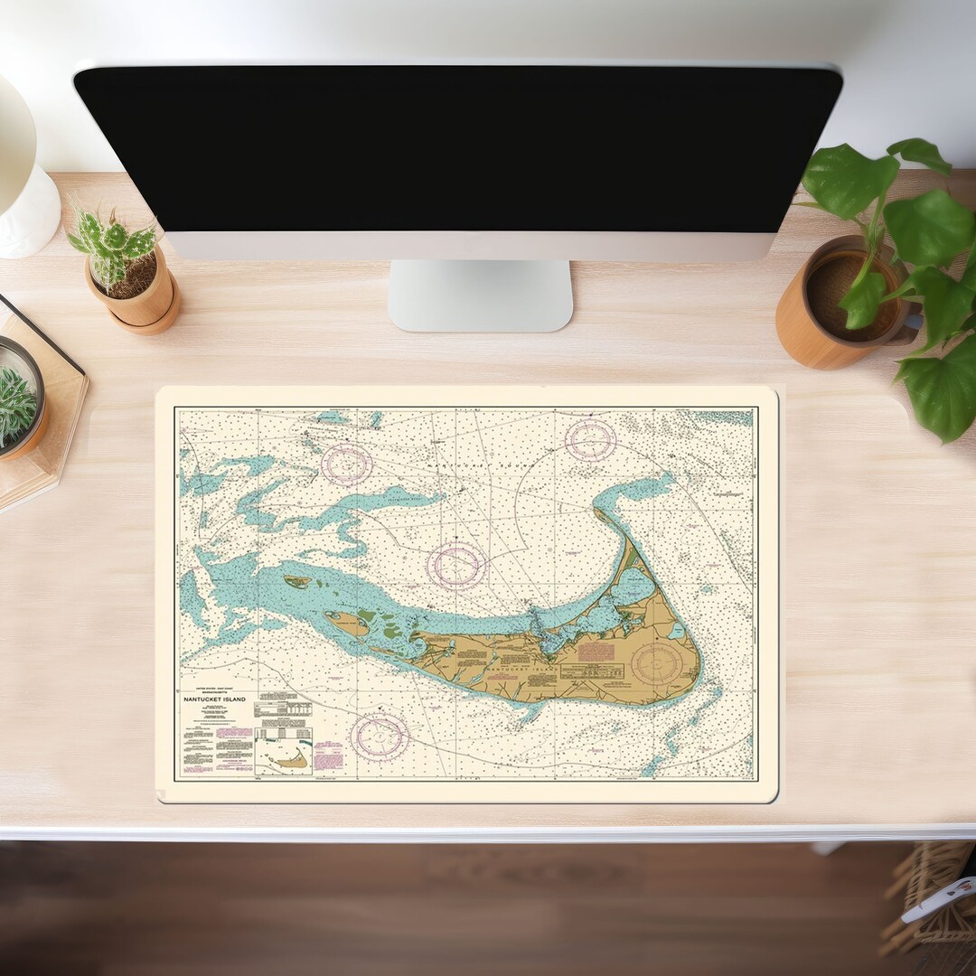 Nantucket - Nautical Map - Desk Mat - Desk Pad - Etsy