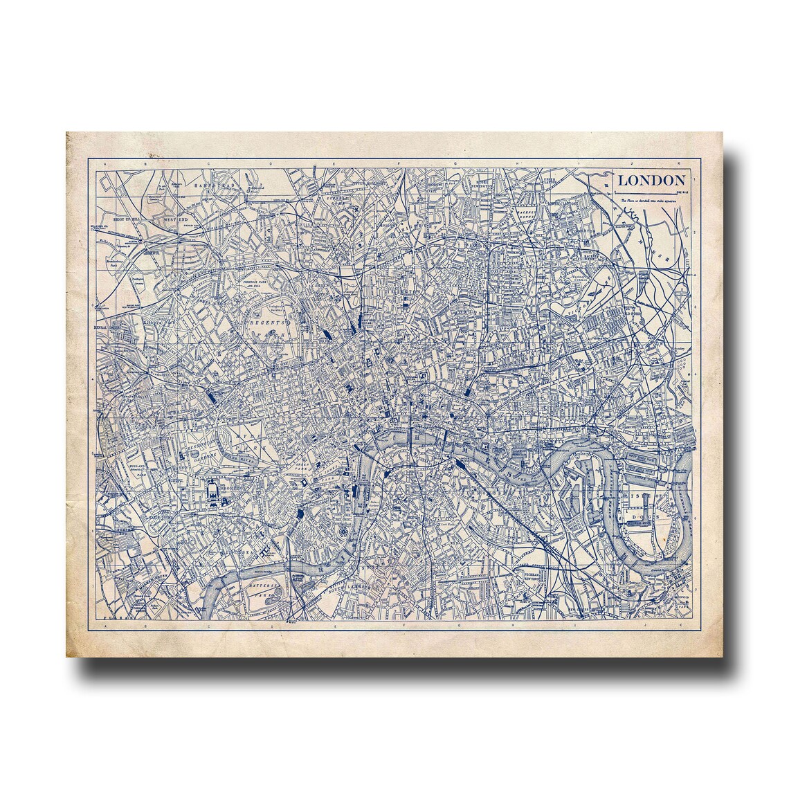London Map Blueprint Vintage Street Map Poster - Etsy