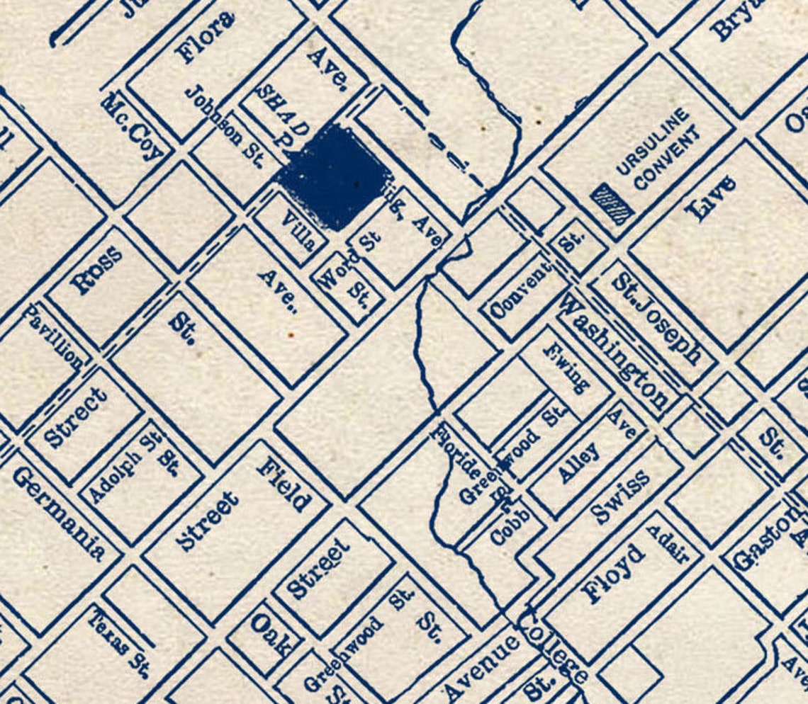 Dallas Map Blueprint Texas Poster Print Vintage - Etsy