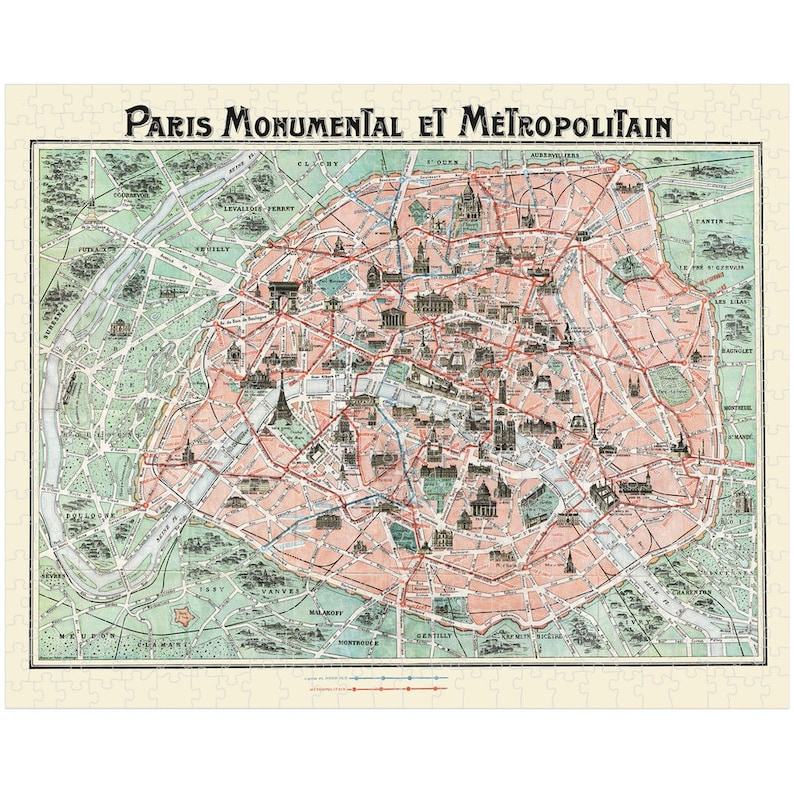 Puzzle Paris Street Map Vintage Map - Etsy