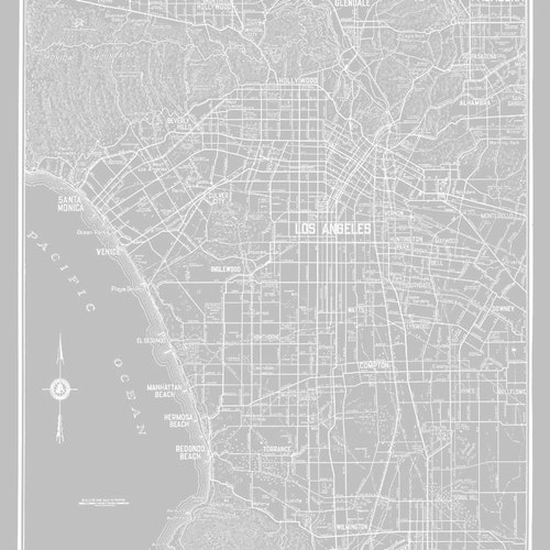 Los Angeles Map Print Full Color Map Poster | Etsy