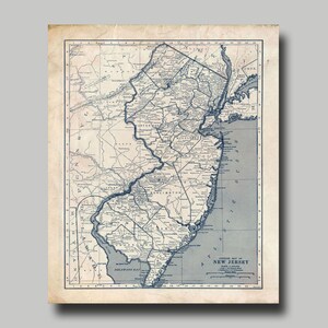 Puzzle New Jersey State Map Puzzle Blueprint Map - Etsy