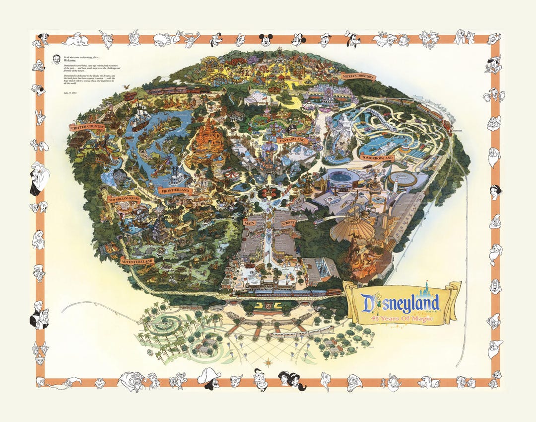Disneyland Map - 2000 - Disney Map - Panoramic - Birds Eye View - Map ...