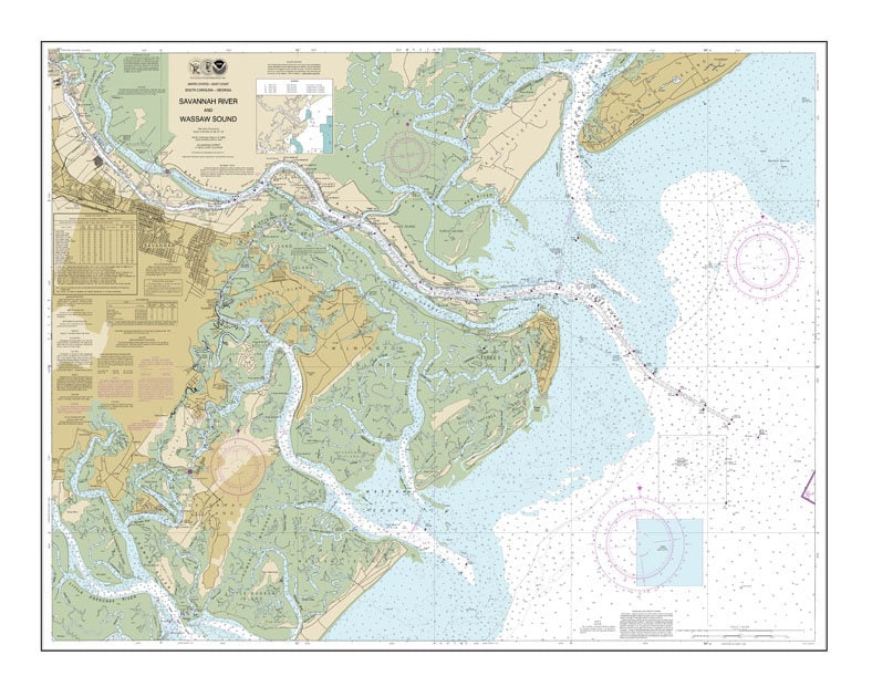 Savannah Map - Wassaw Sound - Nautical Map - Nautical Chart - Map Art ...