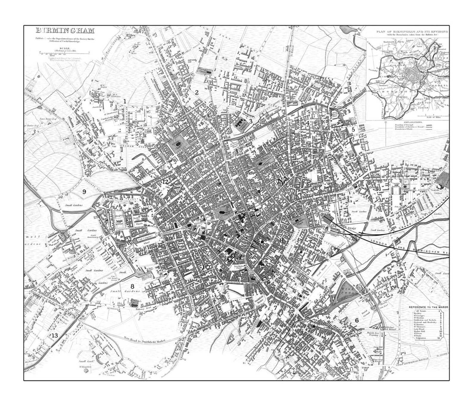 Vintage Map Birmingham England Street Map | Etsy