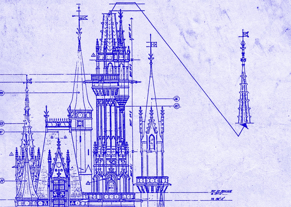 Disney World Castle Blueprint Disney Cinderella - Etsy