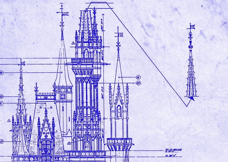 Disney World Castle Blueprint Disney Cinderella - Etsy