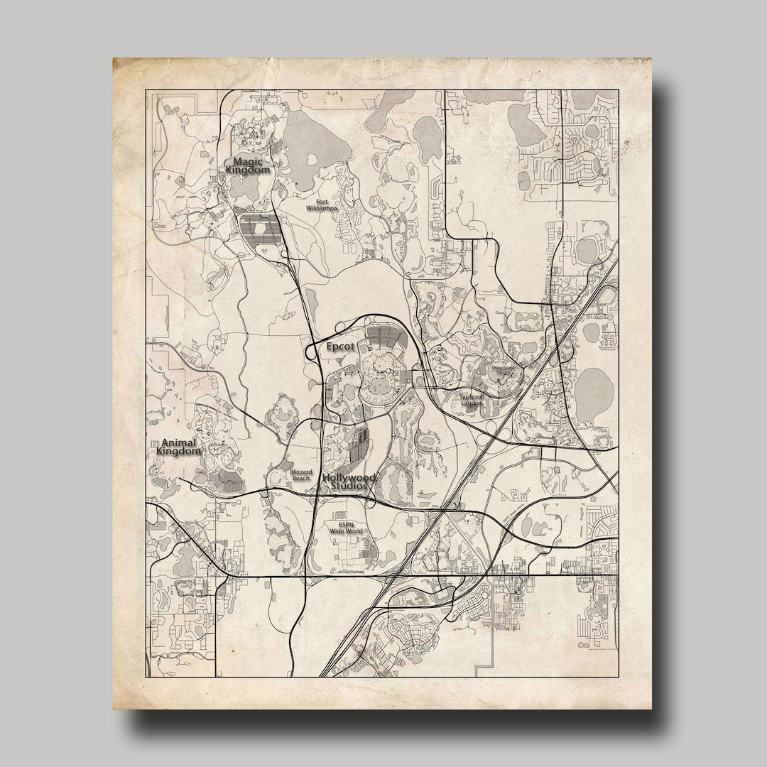 Disney World Map - Vintage - Disney Map - Panoramic - Vintage - Map of ...
