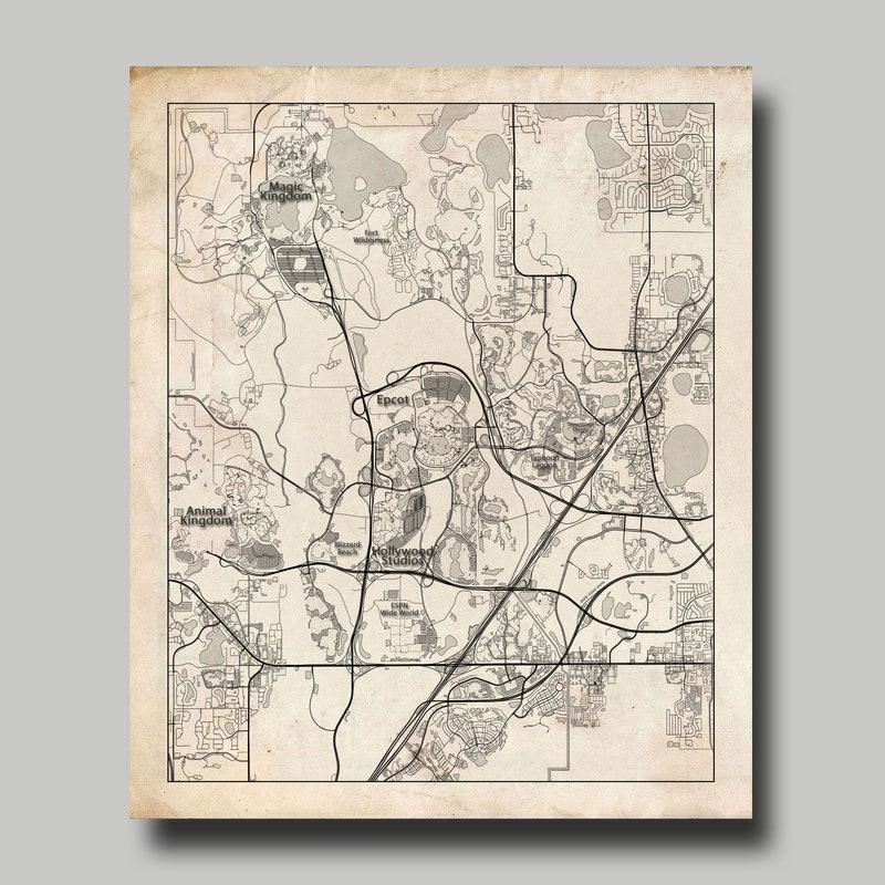 Vintage Map Magic Kingdom - Etsy