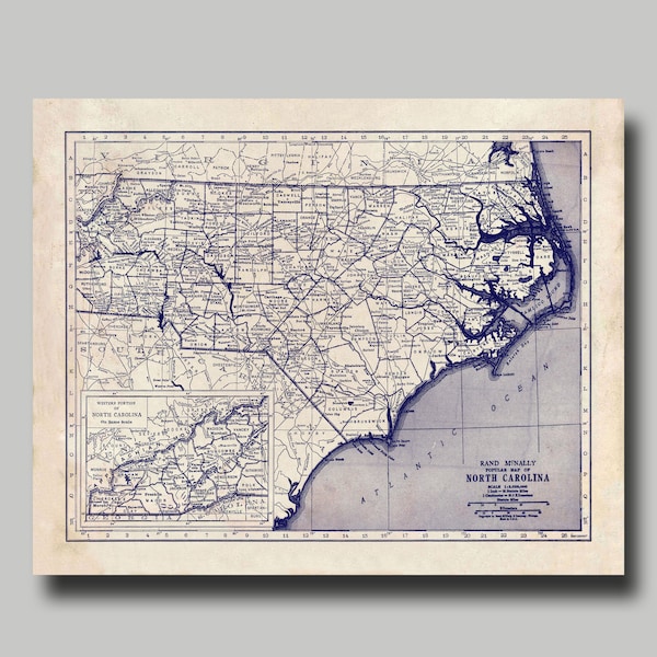 Printable Map of North Carolina - Etsy
