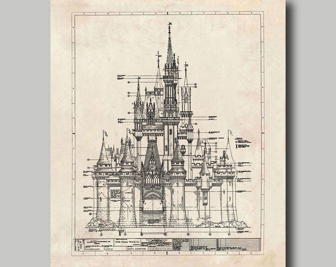 Disney World Castle Blueprint Disney Cinderella Sleeping Beauty ...