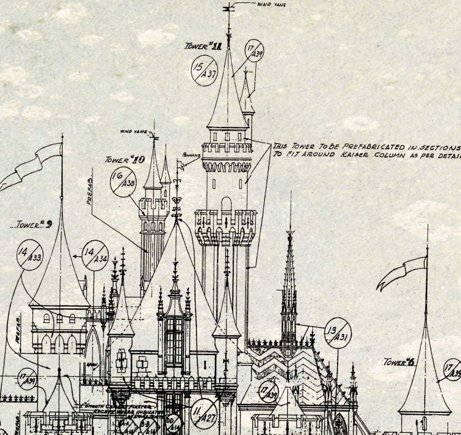 Disneyland Castle Blueprint Disney Cinderella - Etsy