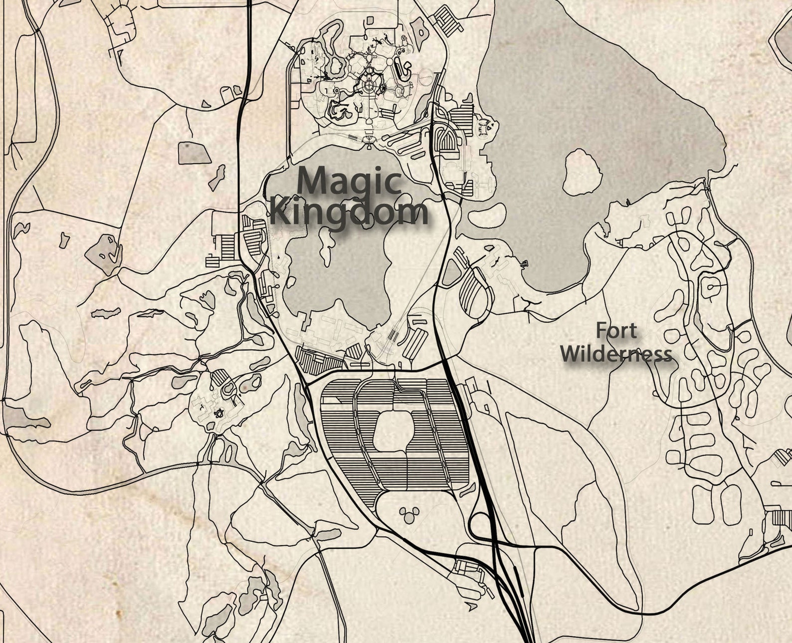Disney World Map - Vintage - Disney Map - Panoramic - Vintage - Map of ...