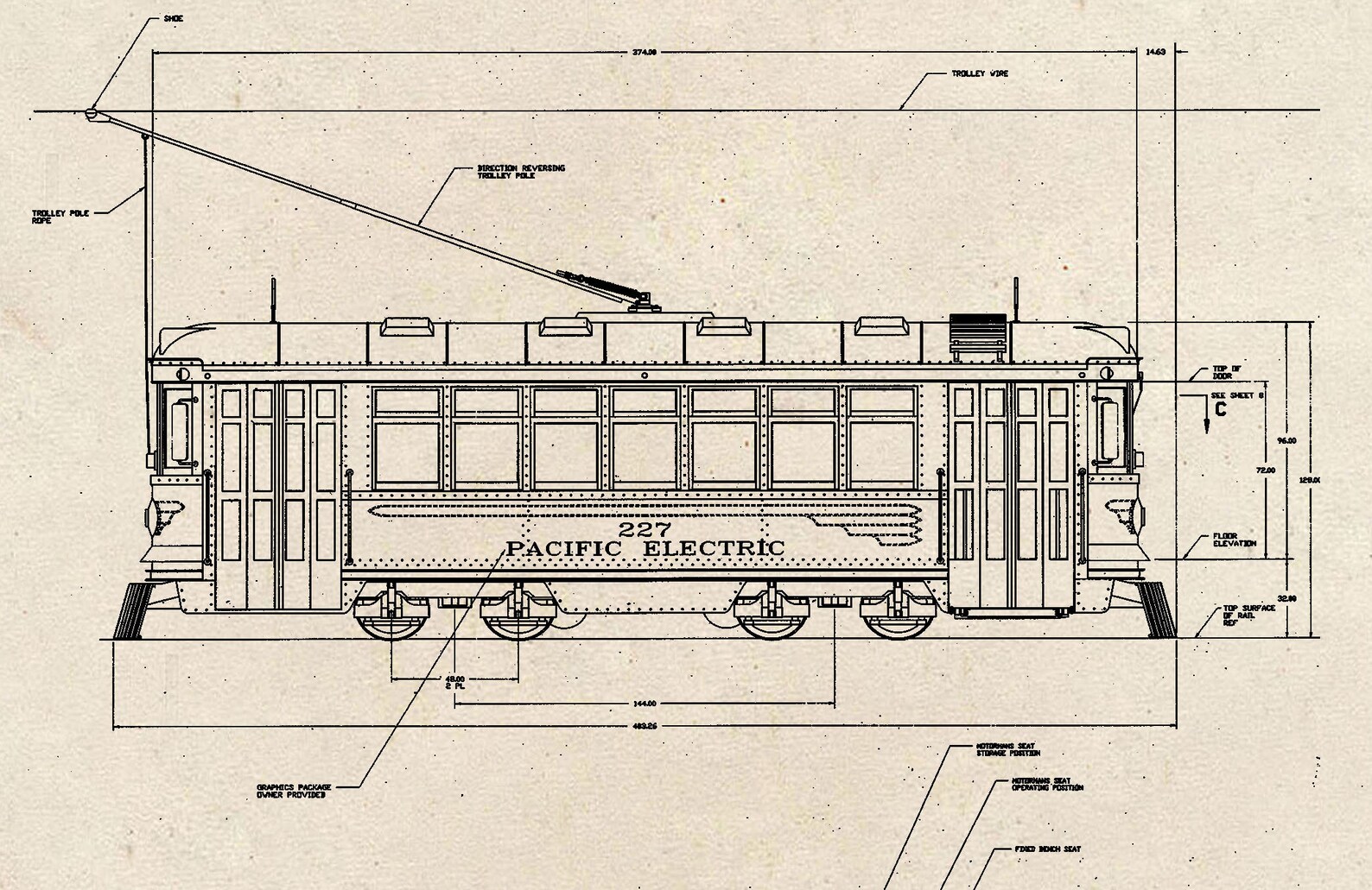 Disneyland California Adventure Trolley Blueprint - Etsy