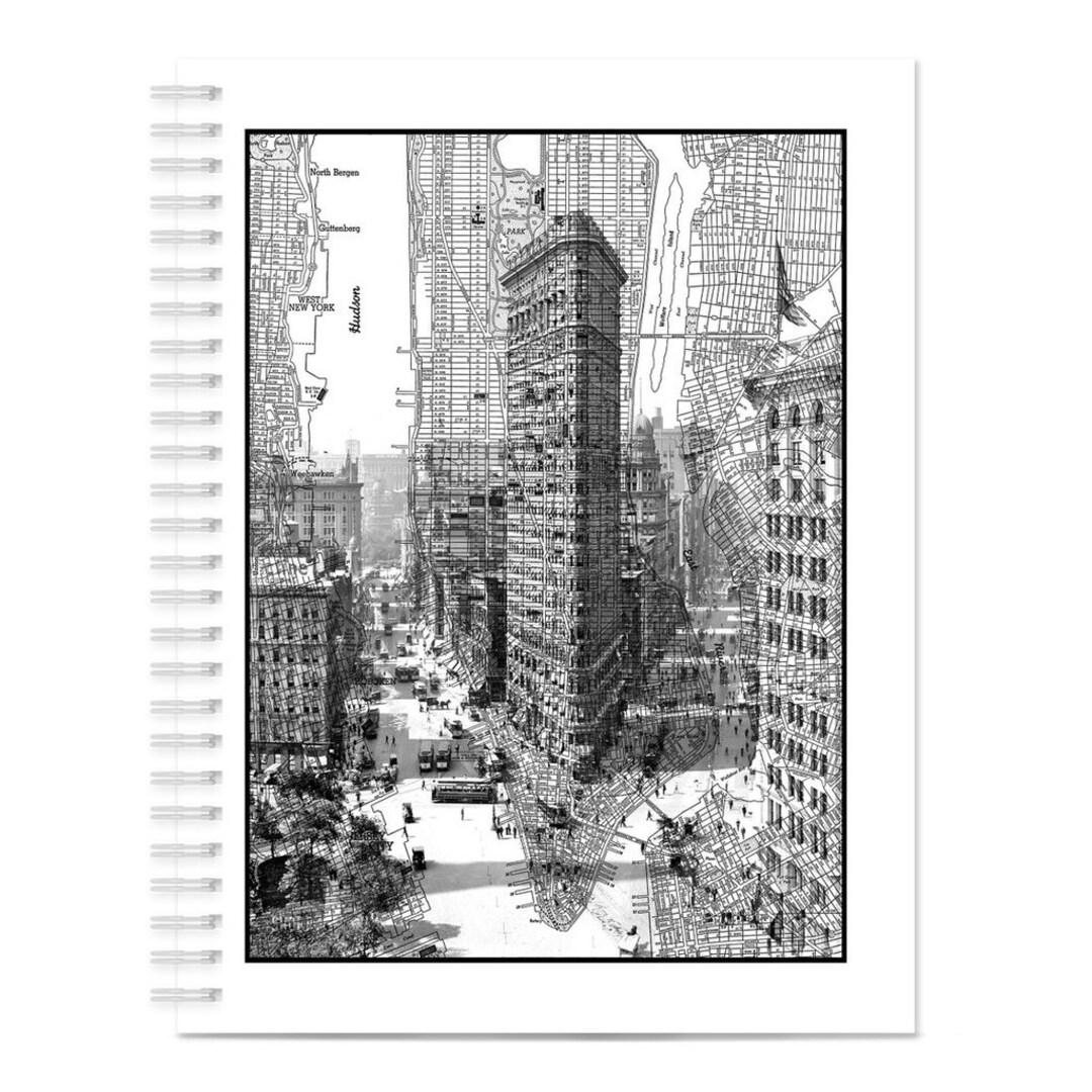 Notebook - Flatiron Building - Map - New York - Manhattan - Vintage - Etsy